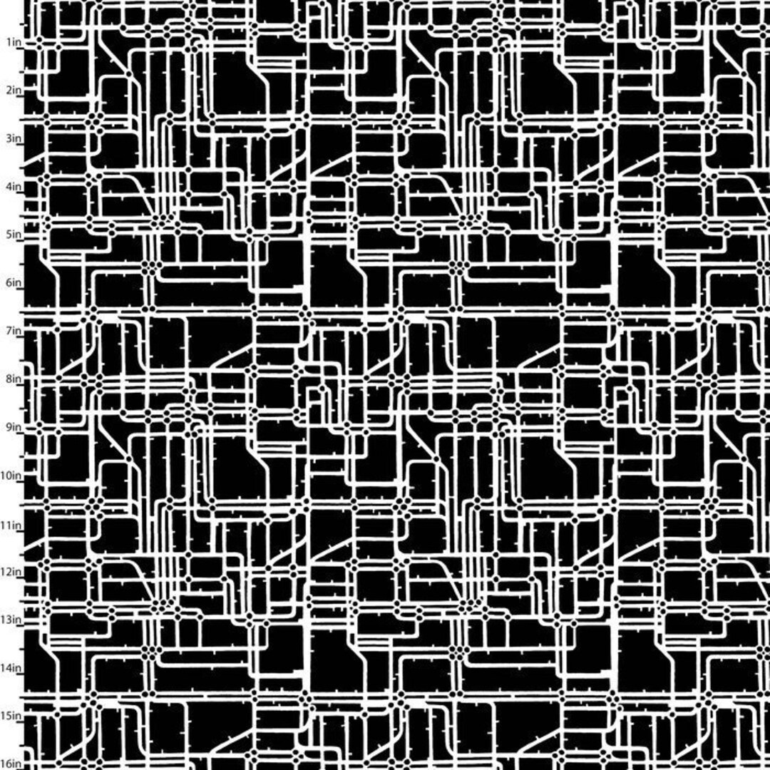 Commuter Map Fabric: Black & White Studio E Fabric by the Half Yard 51A ...