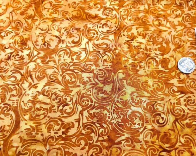Light Brown and Gold Batik With Filigree Designs Batik by the Half Yard ...