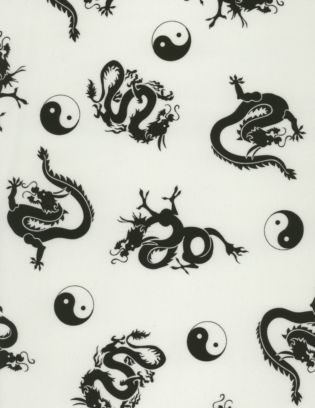 Dragon Yin Yang Fabric: Black & White Kanvas Studio Print Fabric by the ...