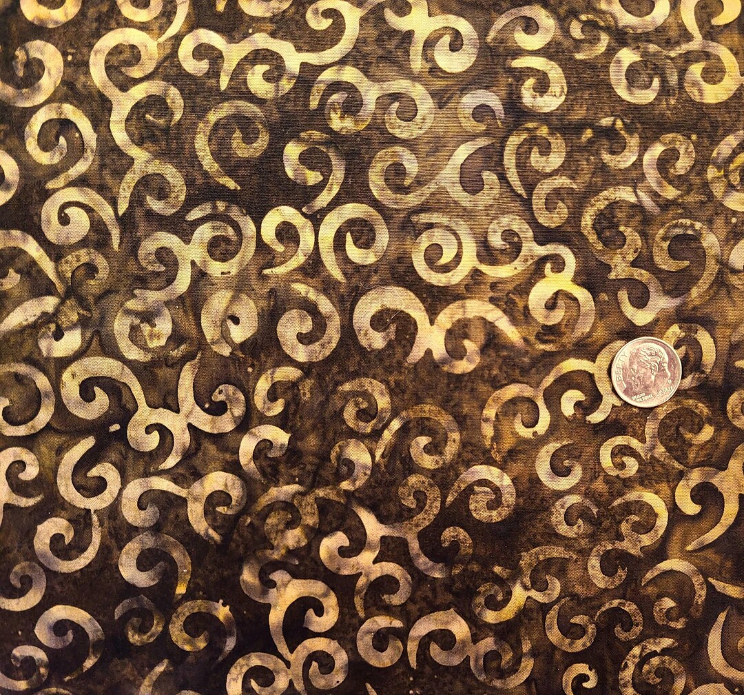 Dark Brown Batik With Scroll Designs Batik by the Half Yard - Etsy