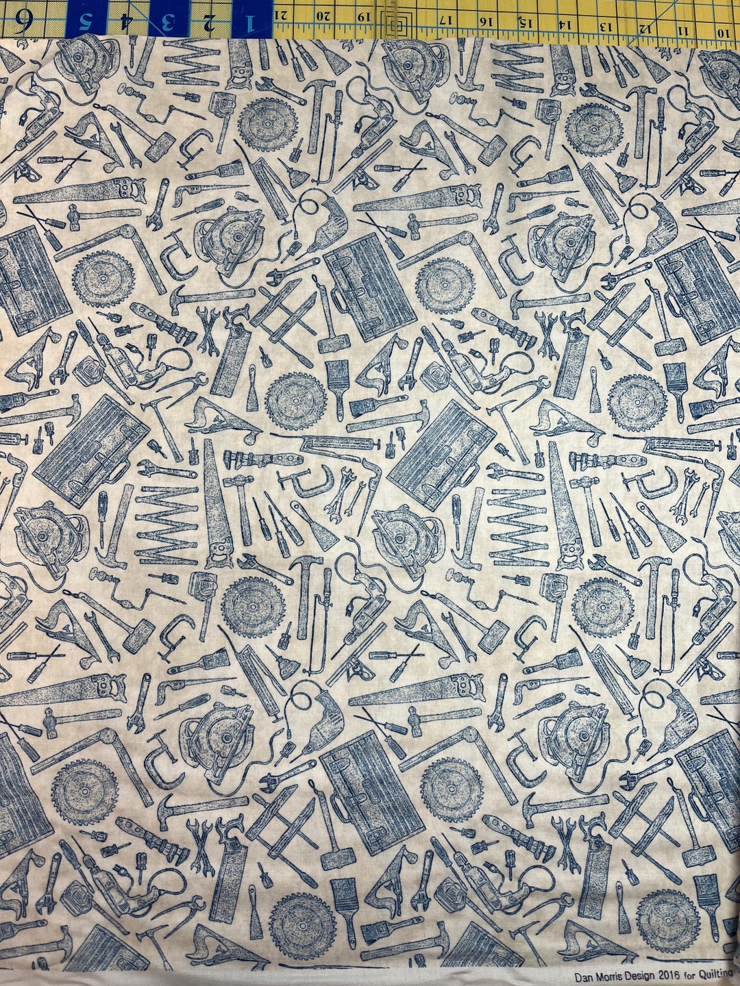 Craftsman by Dan Morris Designs for QT Fabrics White Fabric With ...