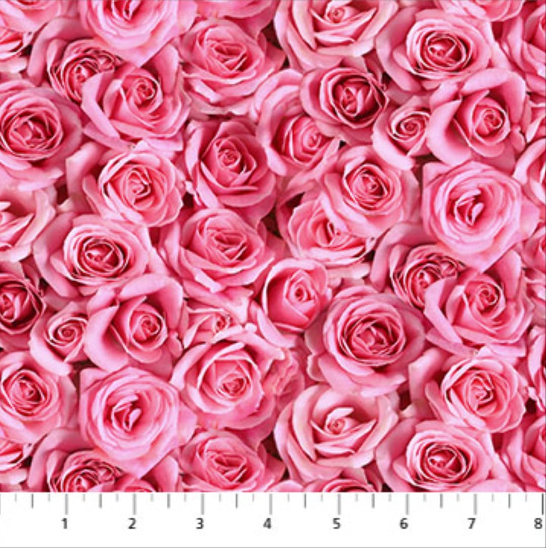 Pink Rose Print Fabric Budding Romance by Northcott Fabrics Pink Floral ...