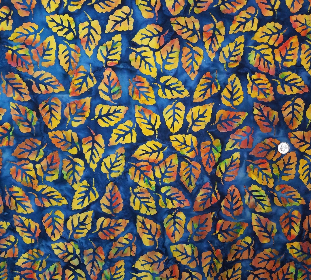 Deep Blue Background With Yellow and Orange Leaves Touches of Green ...