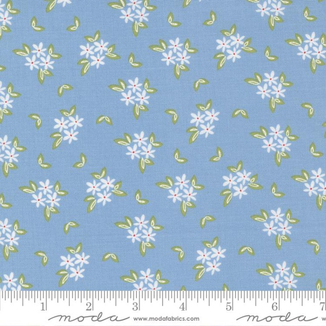Emma by Sherri & Chelsi for Moda Light Cornflower Blue Floral Fabric ...