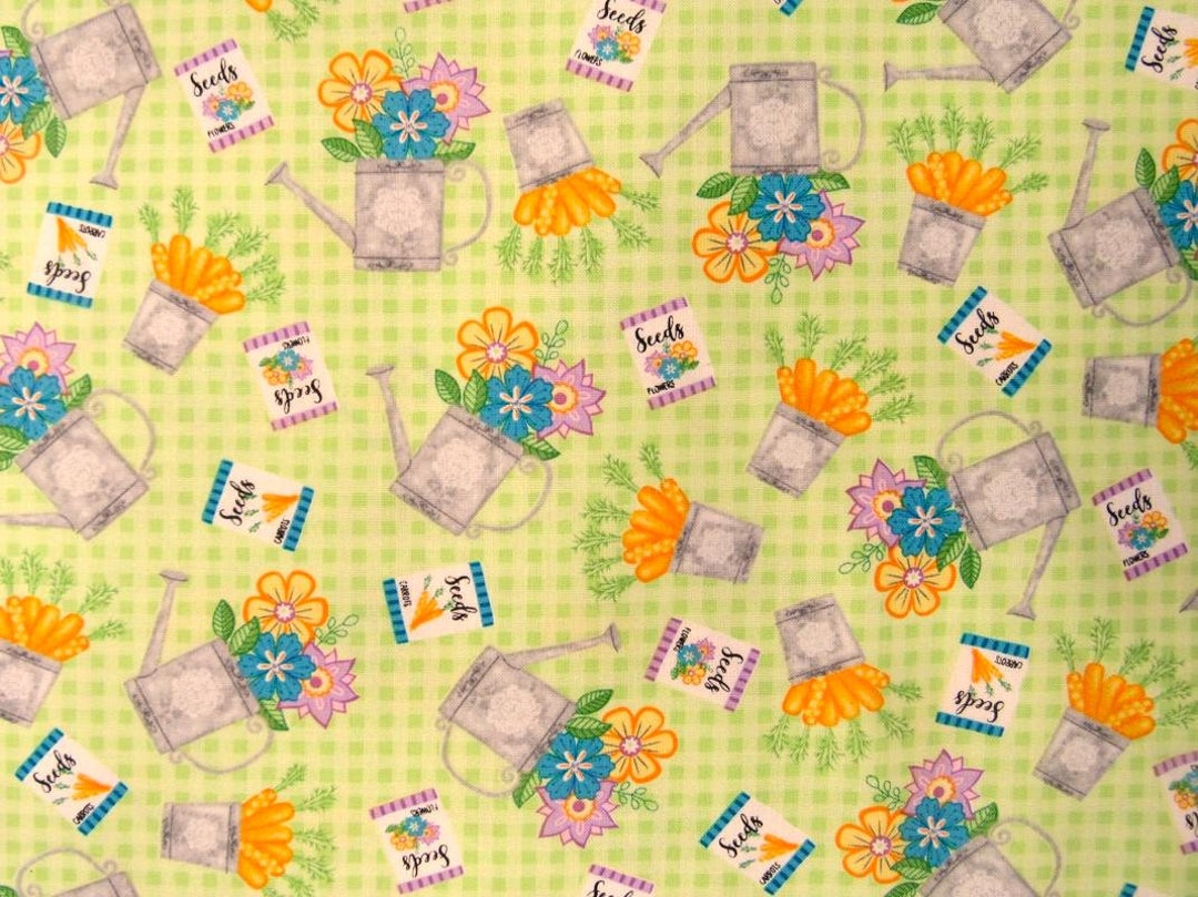 Happy Spring by Sharla Fults for Studio E Green Gingham Fabric With ...