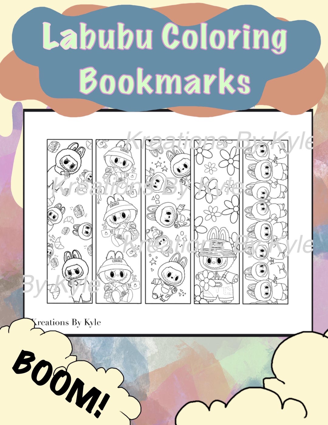 Labubu Inspired Coloring Bookmarks - Coloring Page - Party Favor ...