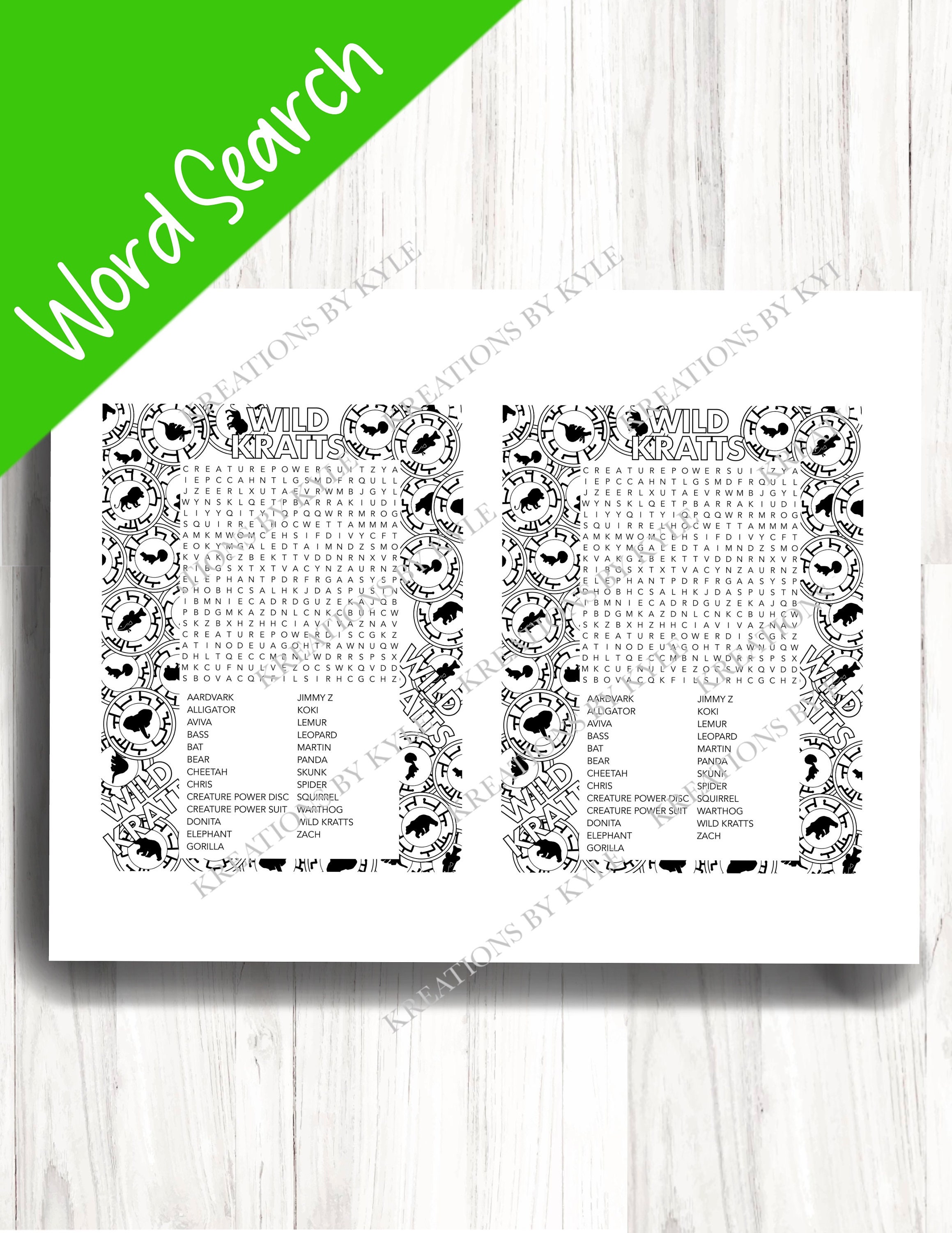 Wild Kratts Word Search - Wild Kratts Printable - Kids Coloring Page ...