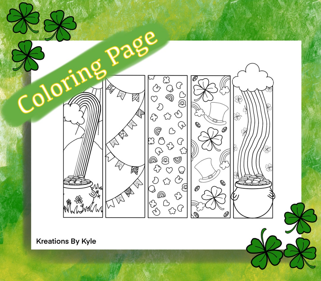 Shamrock Coloring Bookmarks St Patricks Coloring Page Clover Bookmarks ...