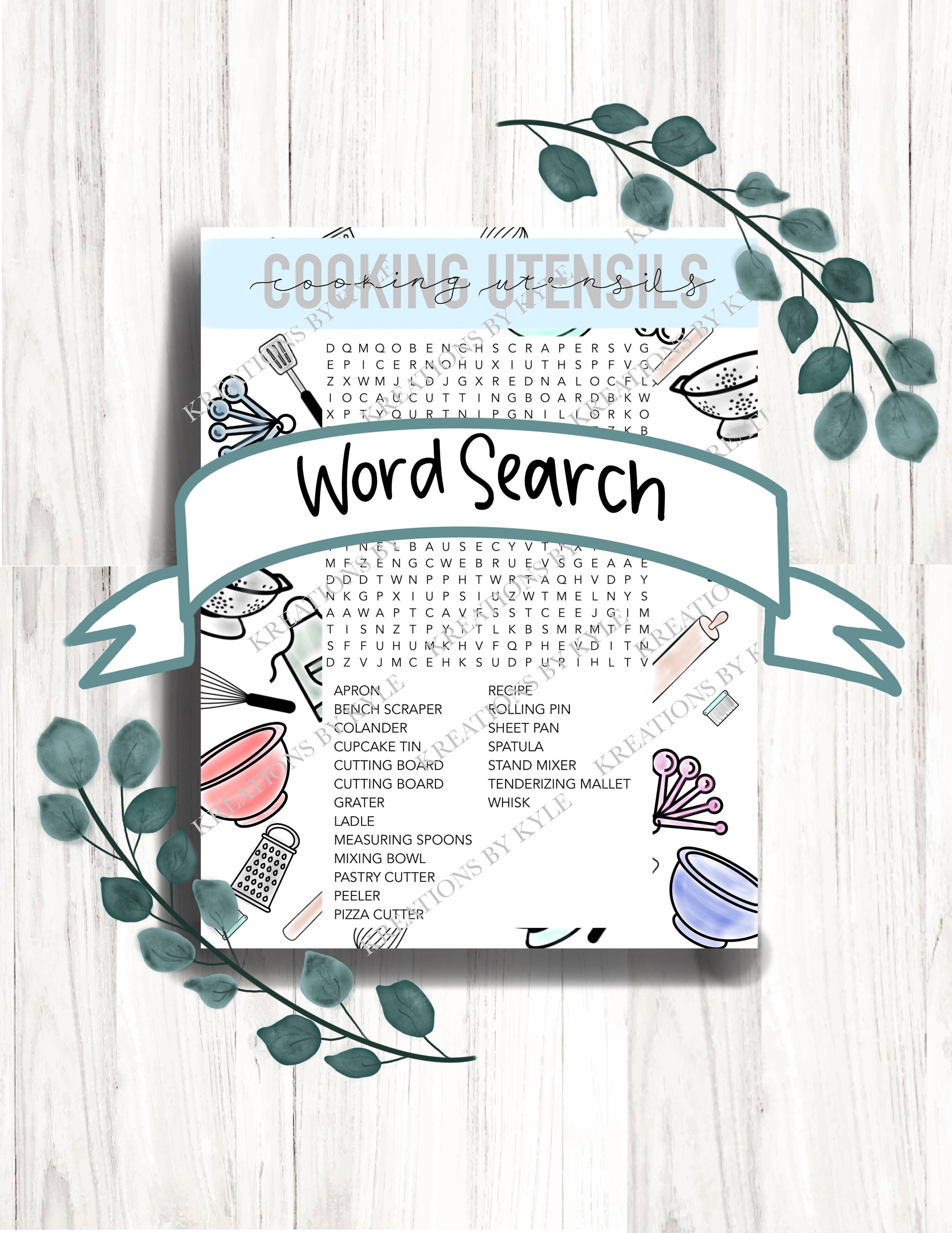Cooking Word Search PRINTABLE Homeschool Printable Cooking - Etsy
