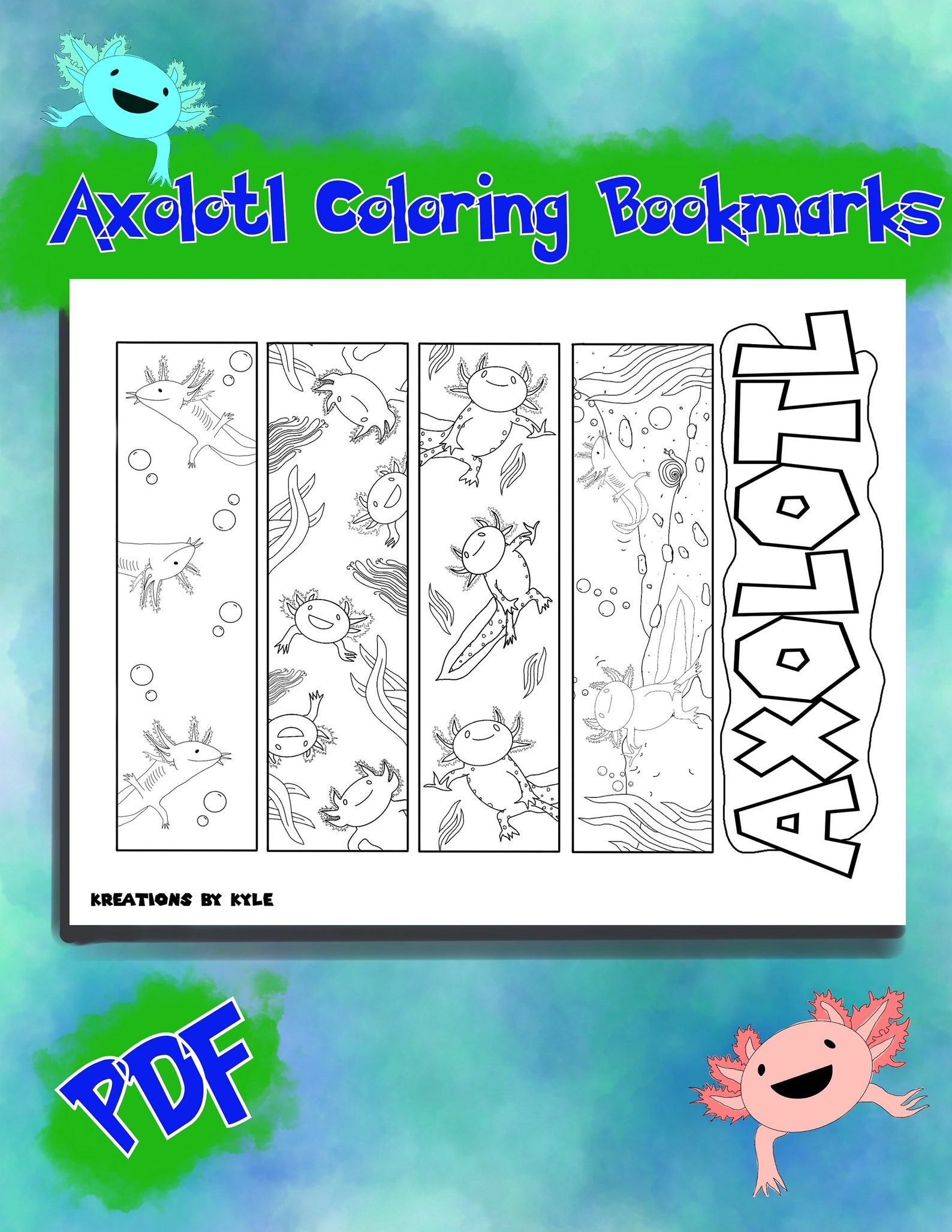 Axolotl Coloring Bookmark Printable - Coloring Page - Homeschool Craft ...
