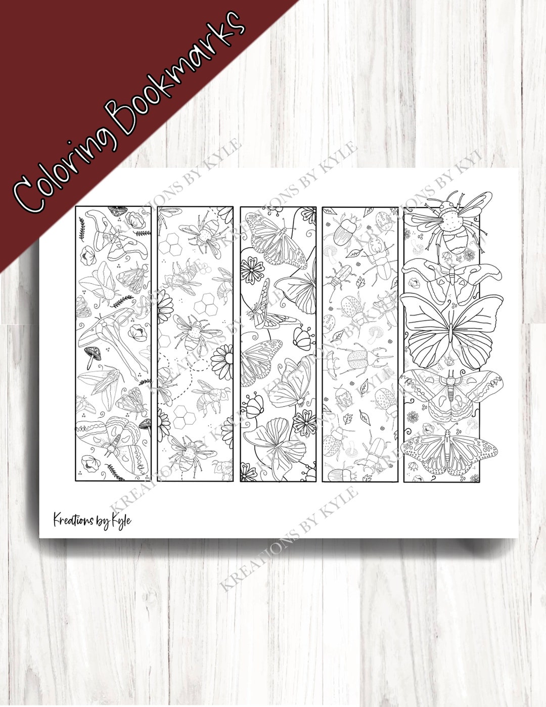 Nature Coloring Bookmark PRINTABLE - Butterfly Bookmark - Coloring ...