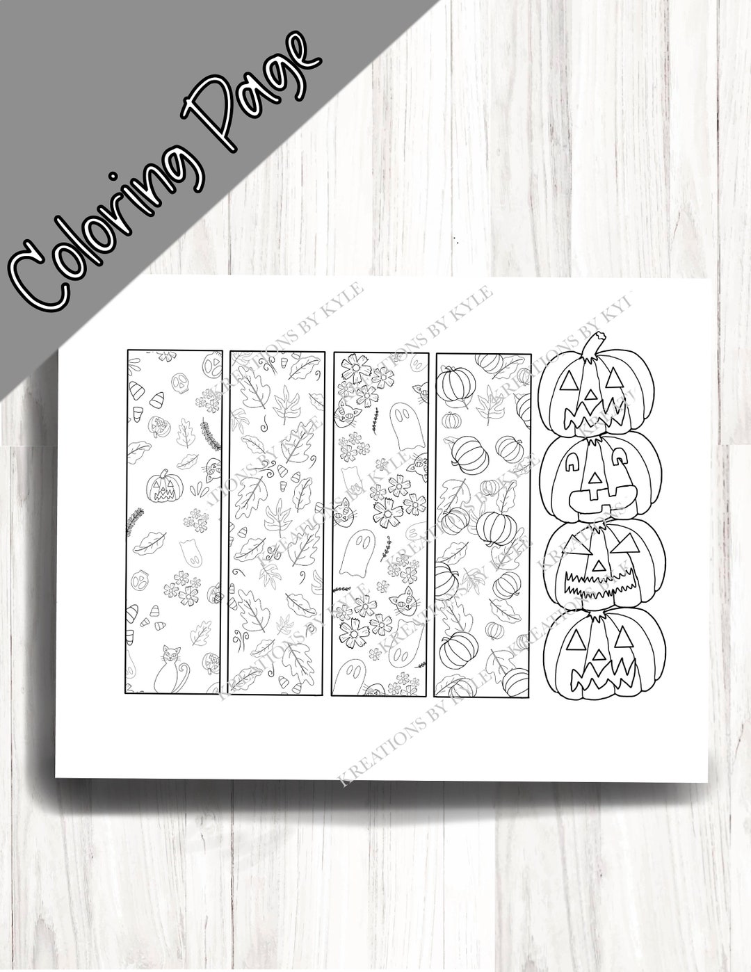 Fall Bookmark Coloring PRINTABLE - Fall Coloring Page - Kids Coloring ...