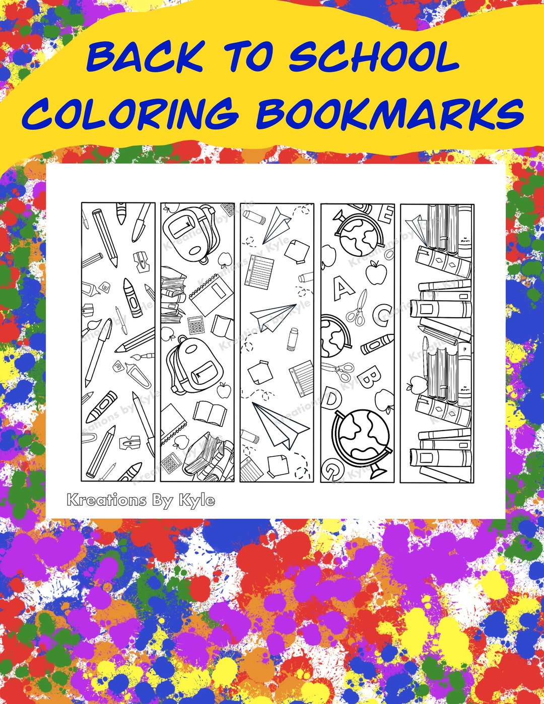 Back to School Coloring Bookmarks - School Coloring Page - Bookmarks ...