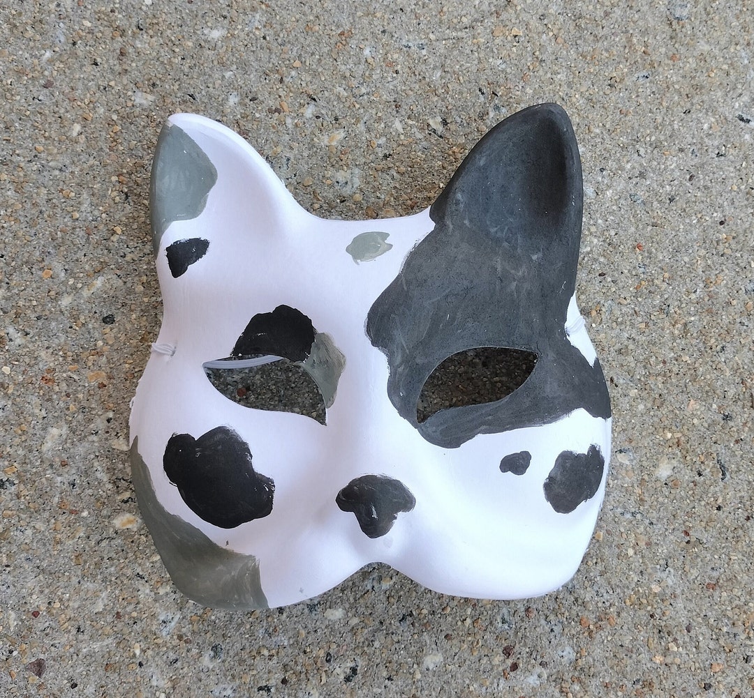 Gray and Black Spotted Cat Mask - Etsy