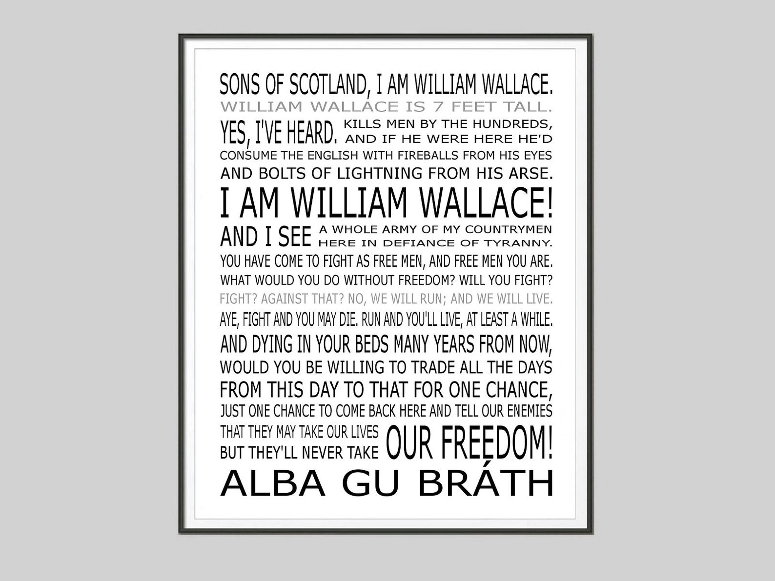 Braveheart William Wallace Speech Braveheart Movie Poster - Etsy