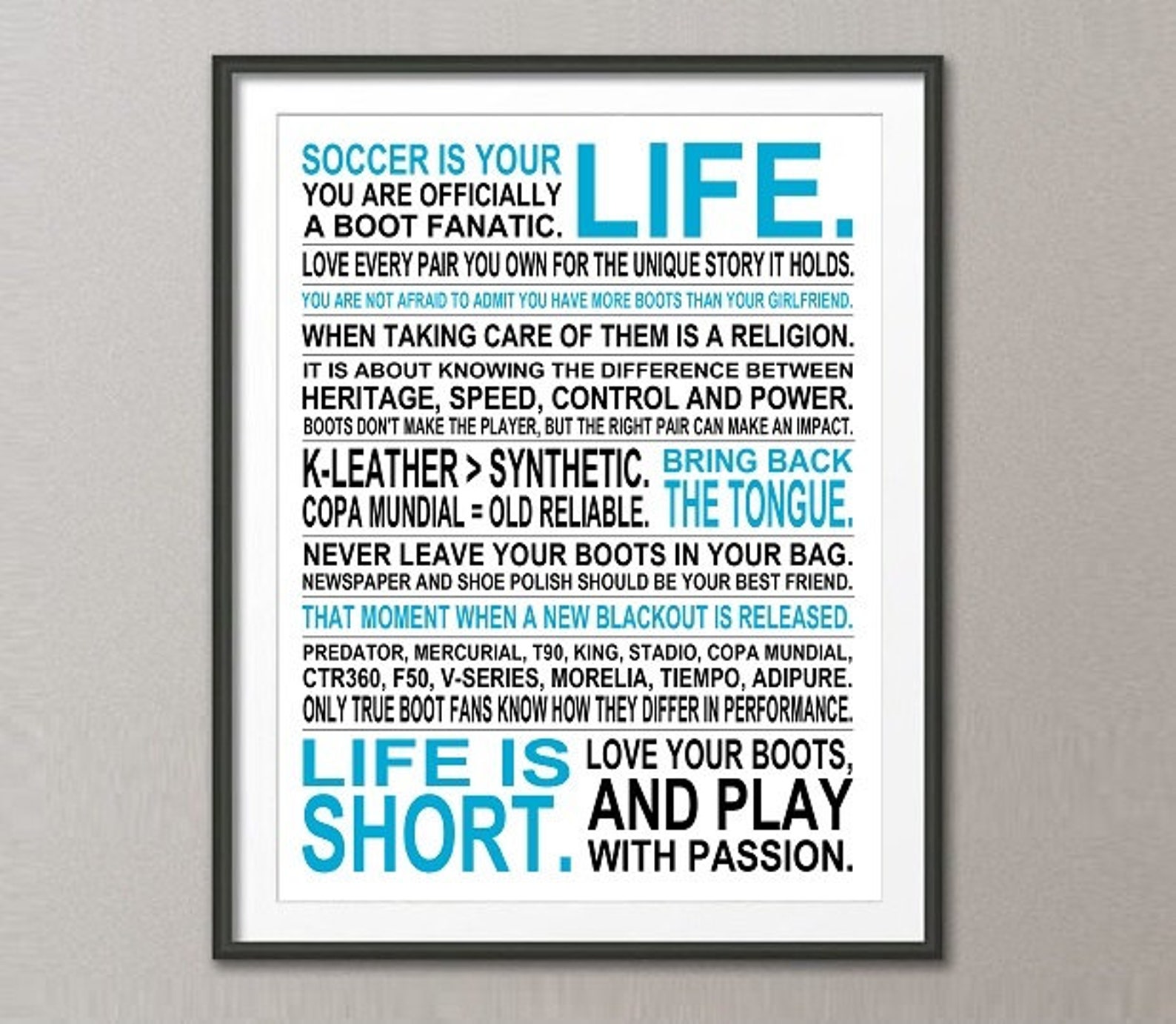 Soccer Boot Fanatic Custom Manifesto Poster Print | Etsy