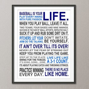 Baseball is Your Life Baseball Poster Custom Print Boys Baseball Poster ...