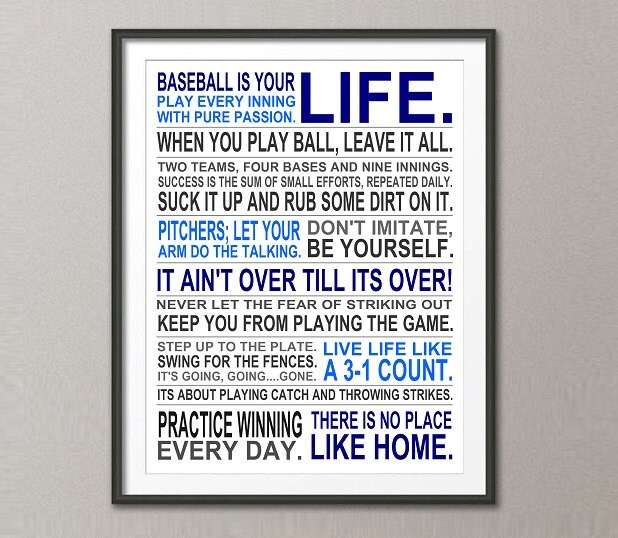 Baseball is Your Life Baseball Poster Custom Print Boys - Etsy
