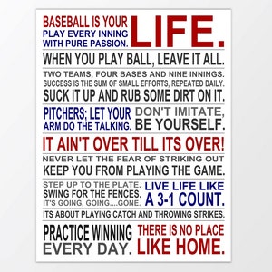 Baseball is Your Life Baseball Poster Custom Print Boys Baseball Poster ...