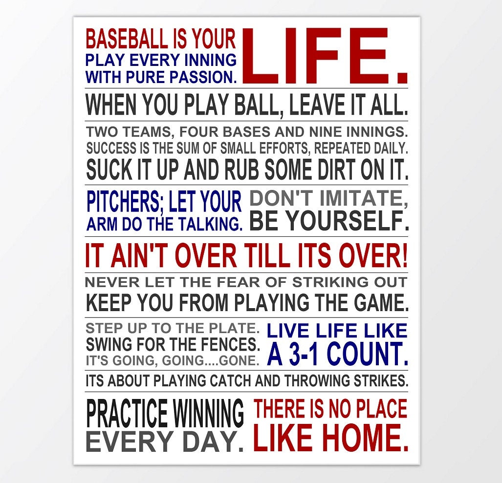 Baseball is Your Life Baseball Poster Custom Print Boys - Etsy