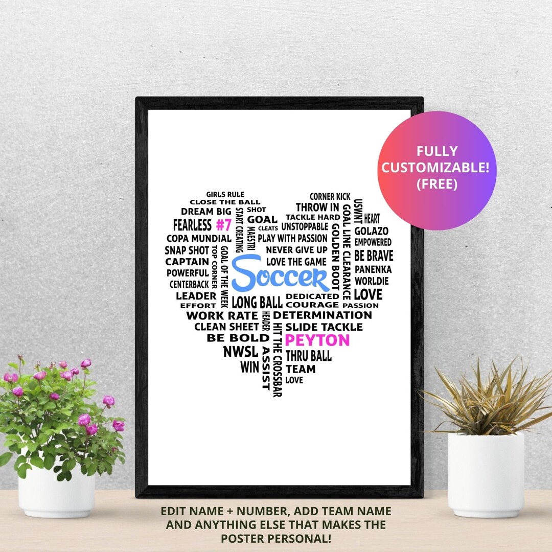 Personalized Girls Soccer Poster | Custom Print for Female Soccer ...