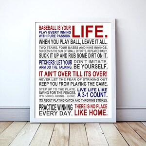 Baseball is Your Life Baseball Poster Custom Print Boys Baseball Poster ...