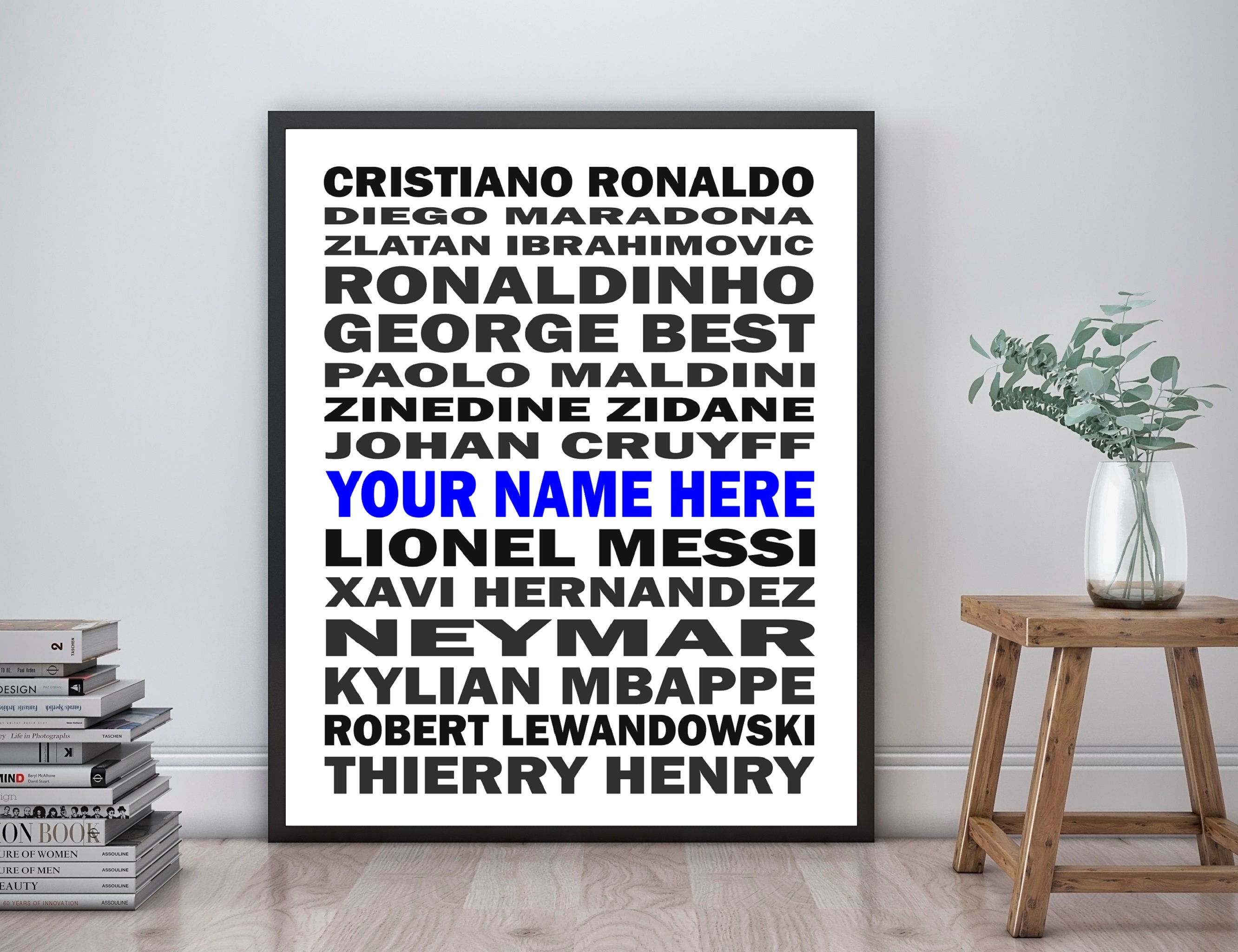 Soccer Legends Boys Poster - Typography | Unframed | Custom Soccer ...