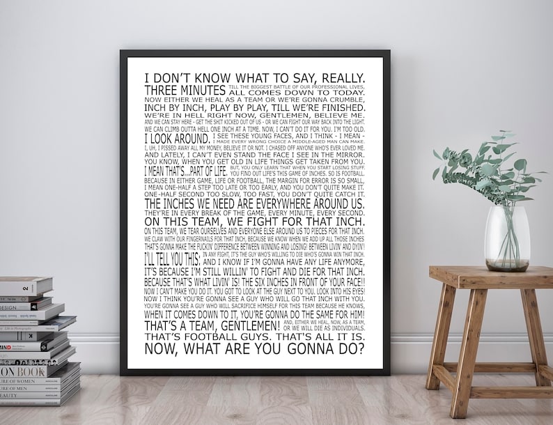 Inch by Inch Any Given Sunday Speech Al Pacino Any Given - Etsy UK