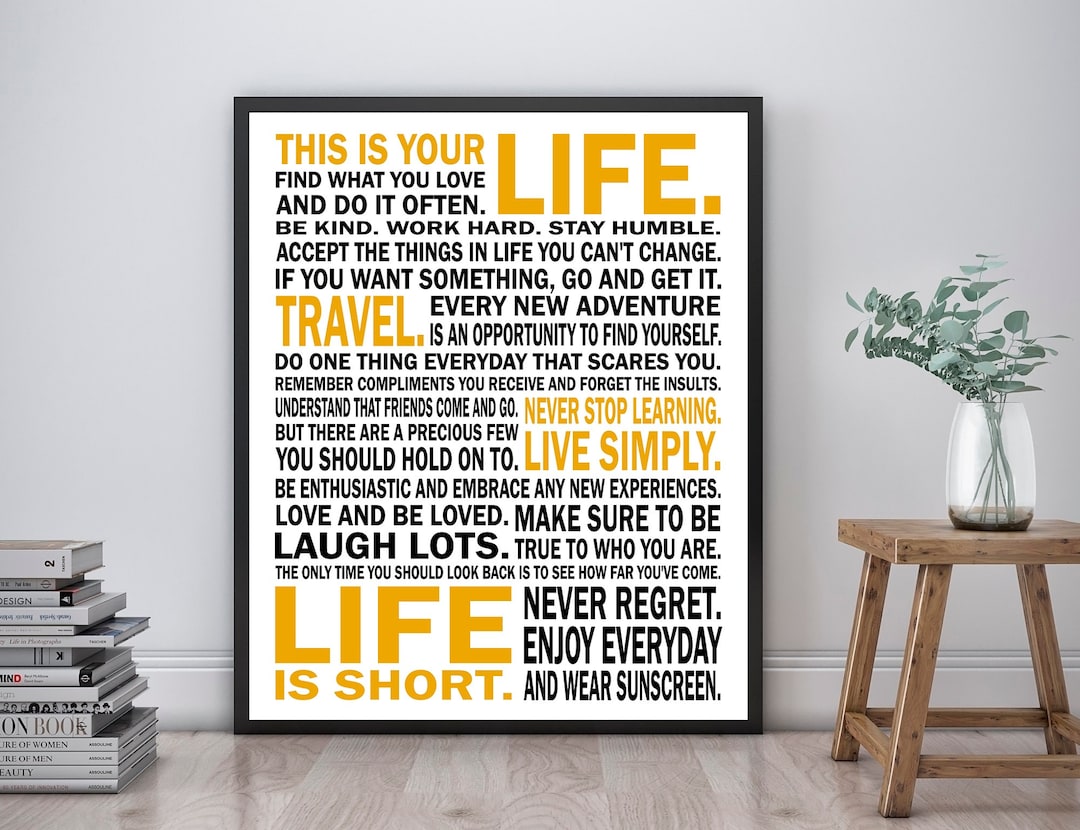 This is Your Life GOLD - Motivational Manifesto Poster Print | Unframed ...