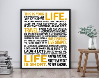 This is Your Life Motivational Manifesto Poster Unframed - Etsy