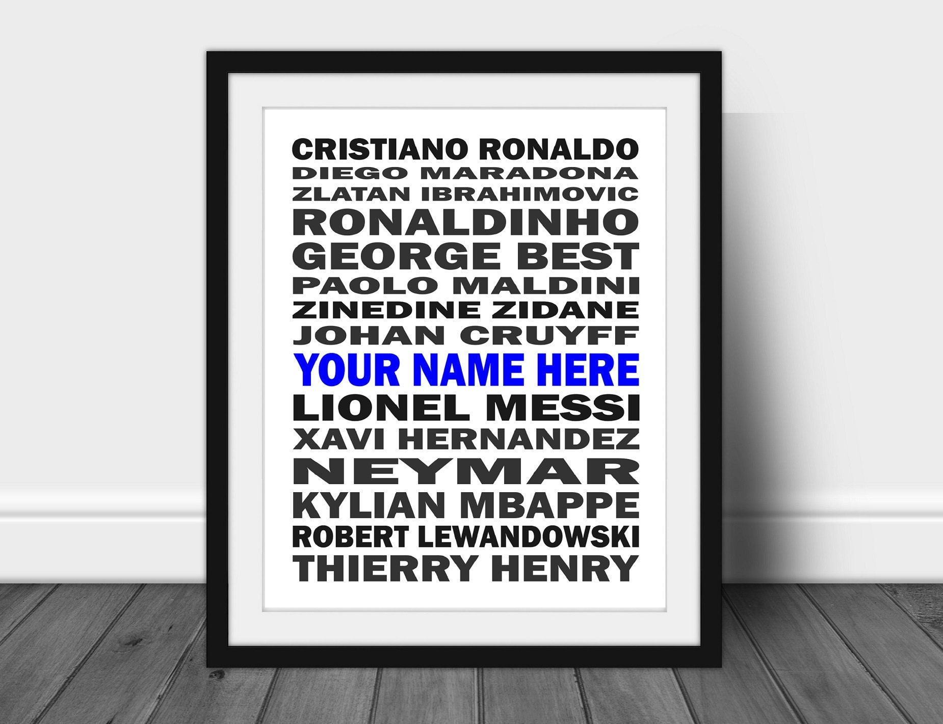 Soccer Legends Boys Poster - Typography | Unframed | Custom Soccer ...