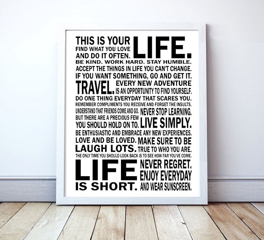 This is Your Life - Motivational Manifesto Poster | Unframed Typography ...