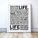 This is Your Life Motivational Manifesto Poster Unframed Typography ...
