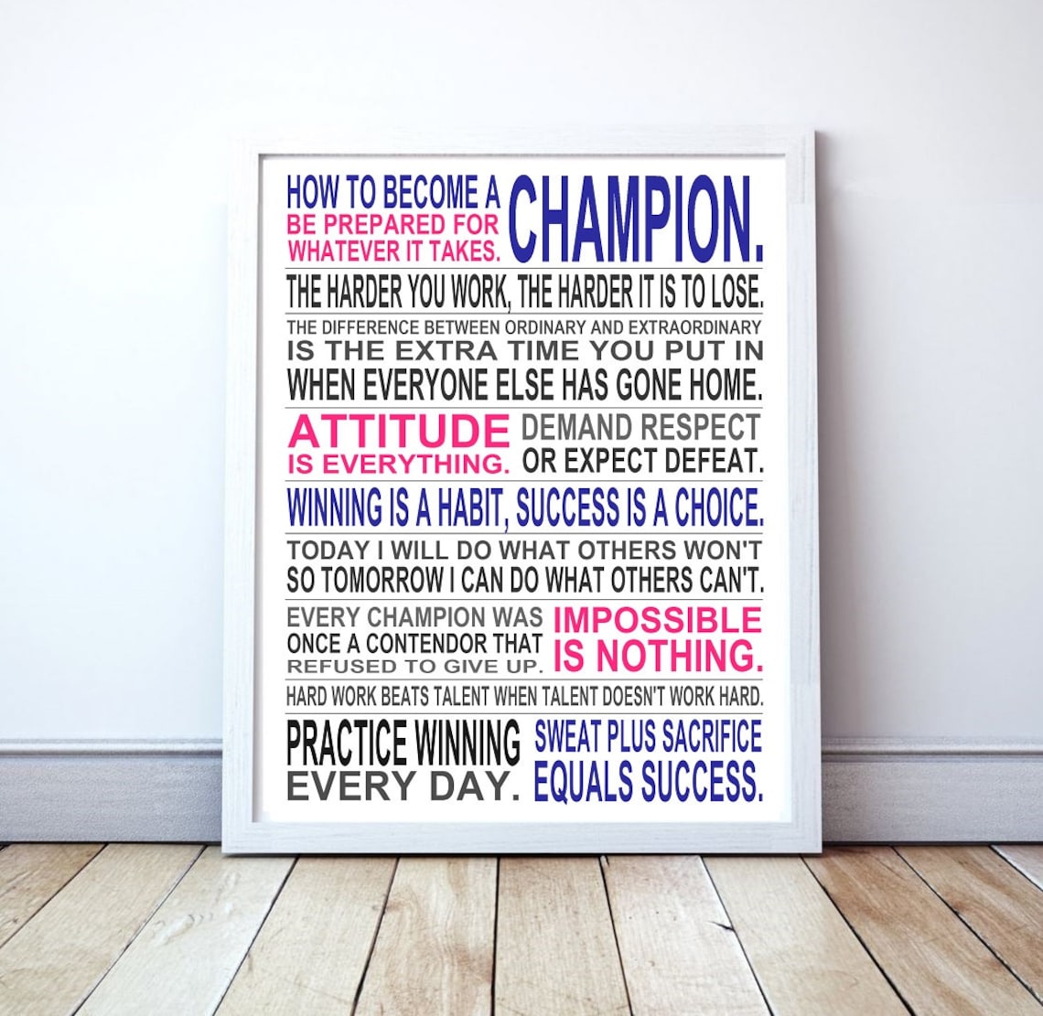 Be A Champion - Original Manifesto Poster | Sports Inspiration | Sports ...