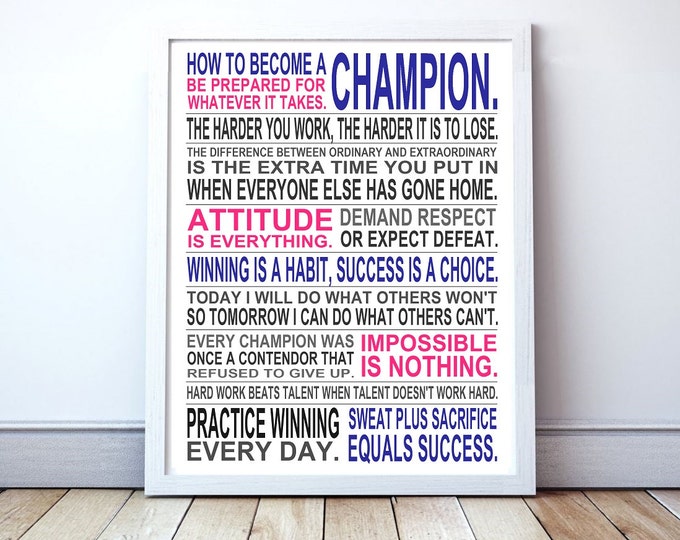 Be A Champion - Original Manifesto Poster | Sports Inspiration | Sports ...