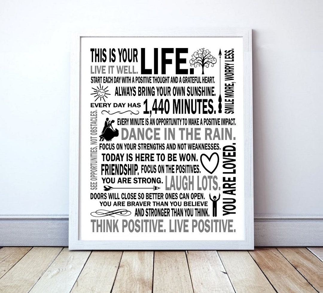 Positive Life Poster - Motivational Manifesto Poster | Typography Print ...