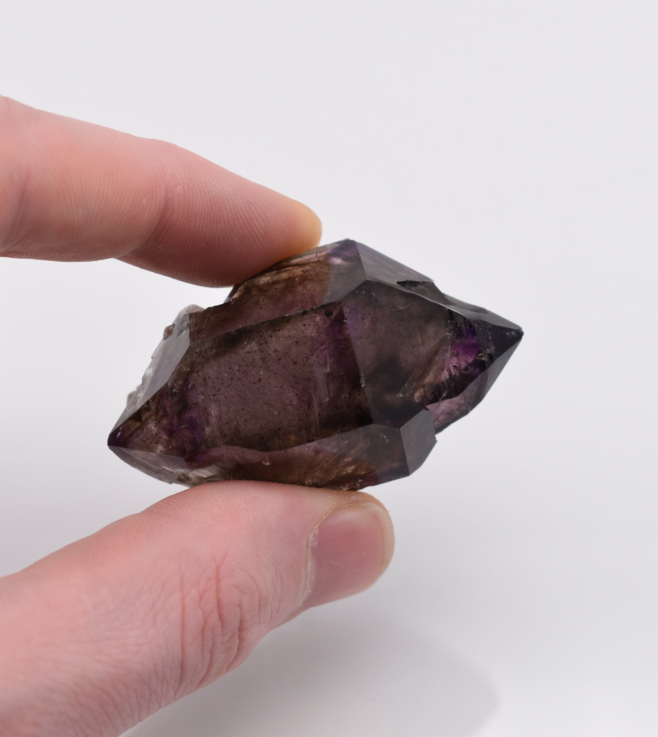 Smokey Amethyst Crystal with Phantoms & Hematite Double Terminated ...