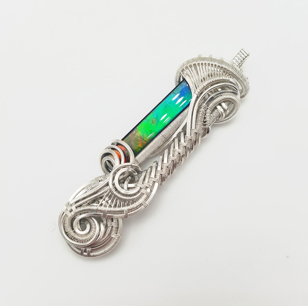 Custom Ammolite Fossil Wire Wrap Pendant "lantern Style" // Gold ...