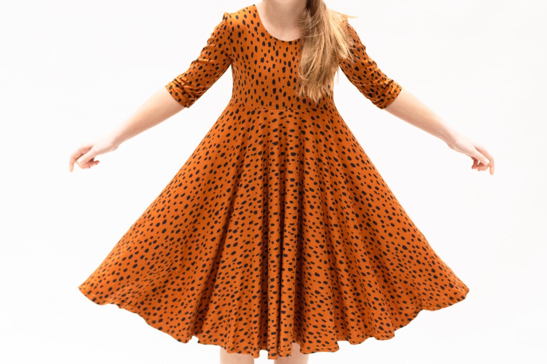 Rust Animal Print Twirl Dress - Gift for Girls - Circle Skirt - Ballet ...
