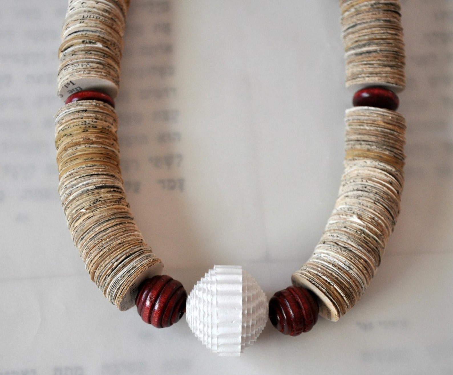 Book Paper Necklace Statement Corrugated Cardstock Bead . - Etsy