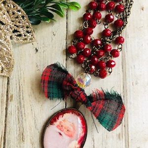 Vintage Santa Charm Necklace/christmas Jewelry/santa Necklace/santa ...