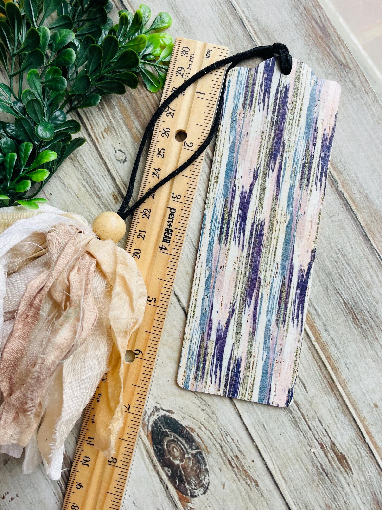 Boho Leather Cork Sari Silk Tassel Bookmark/bookmark/blue Cork Bookmark ...