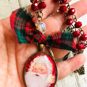 Vintage Santa Charm Necklace/christmas Jewelry/santa Necklace/santa ...