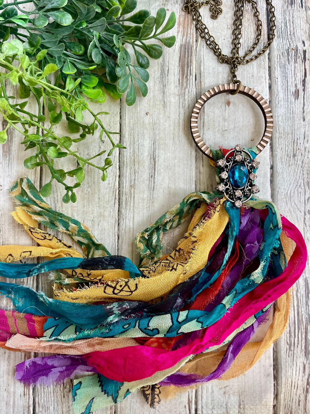 Summer Boho Tassel Necklace/bright Multi Color Chiffon Sari Silk Tassel ...
