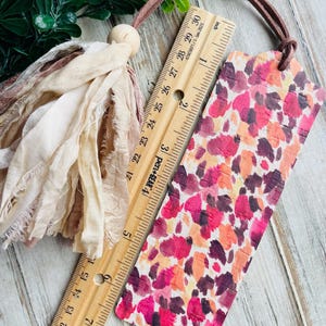 Boho Leather Cork Sari Silk Tassel Bookmark/bookmark/pink Bookmark/bead ...