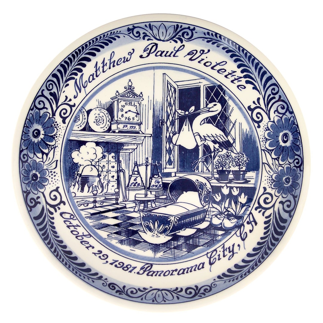 Personalized Delft Blue Birth Plate | Handcrafted Dutch Keepsake - Etsy