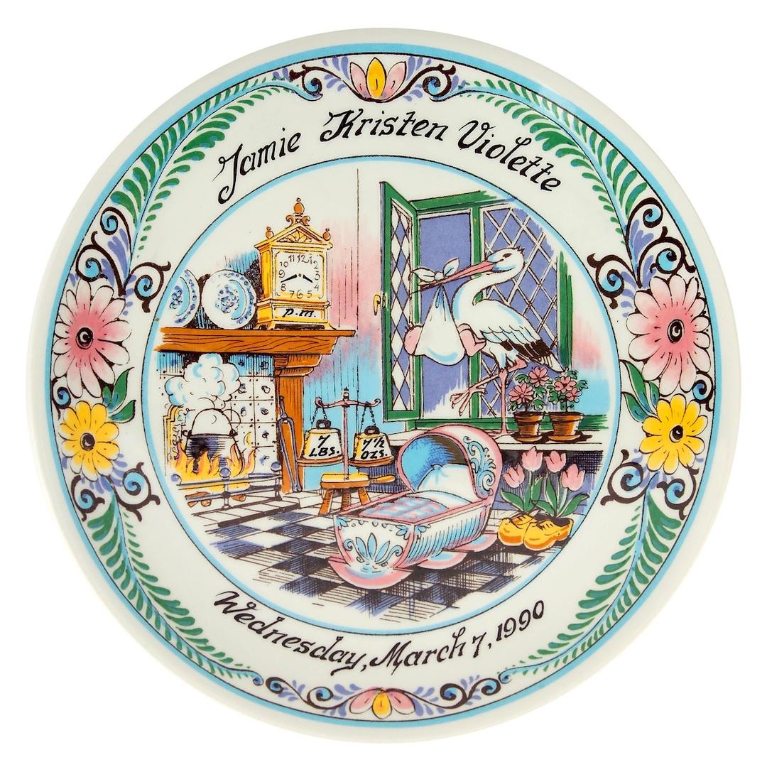 Personalized Delft Baby Birth Plate | Dutch Holland Handcrafted ...