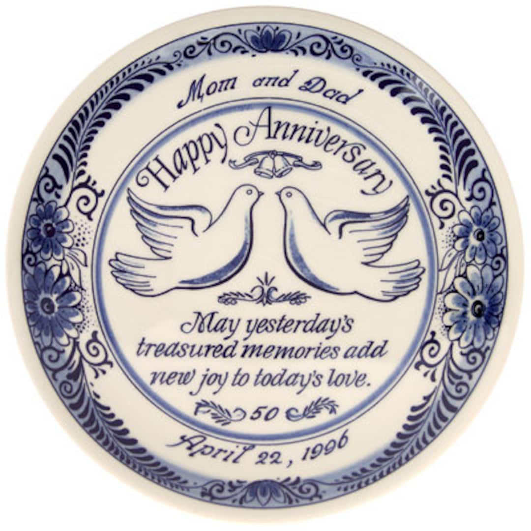 Personalized Delft Blue Anniversary Plate | Handcrafted Keepsake ...