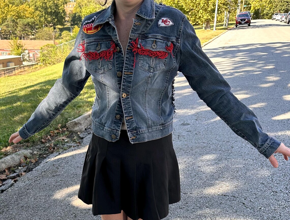Kansas City Chiefs Denim Fatigue Jacket - Etsy