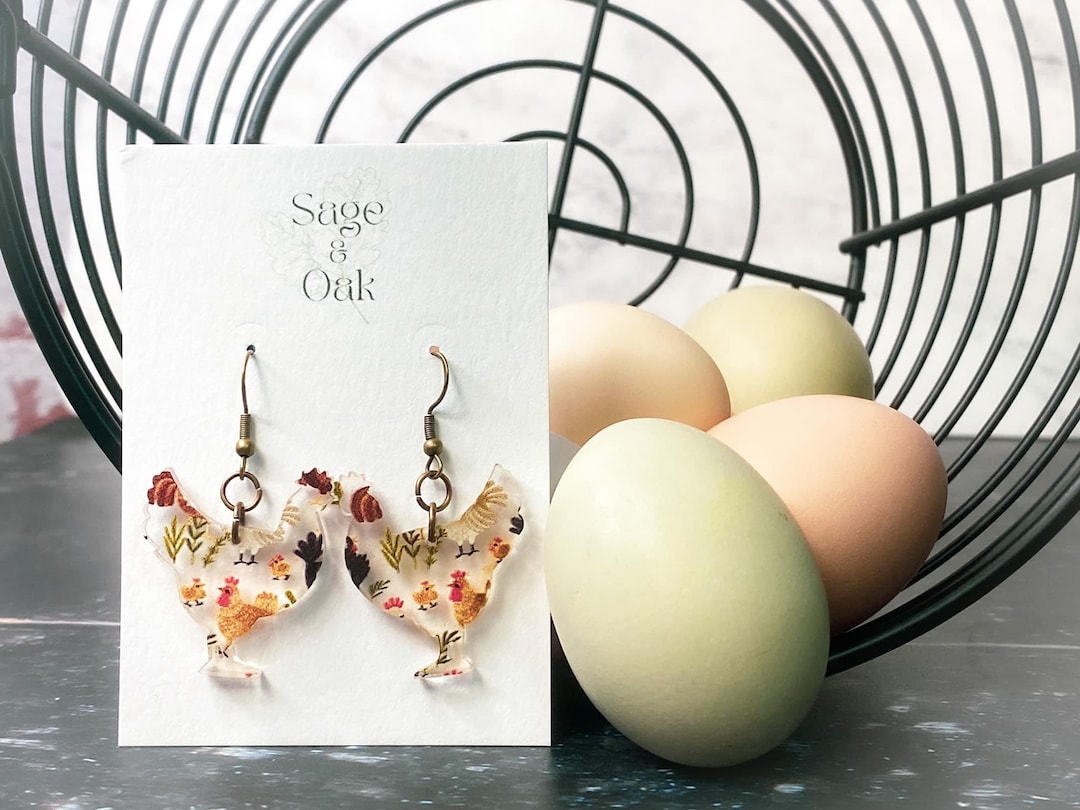 Chicken Dangle Earrings, Chicken Earrings, Chicken Lovers Gift, Chicken ...